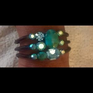 Jewelry | Swarovski Crystal Turquoise Leather Bracelet | Poshmark